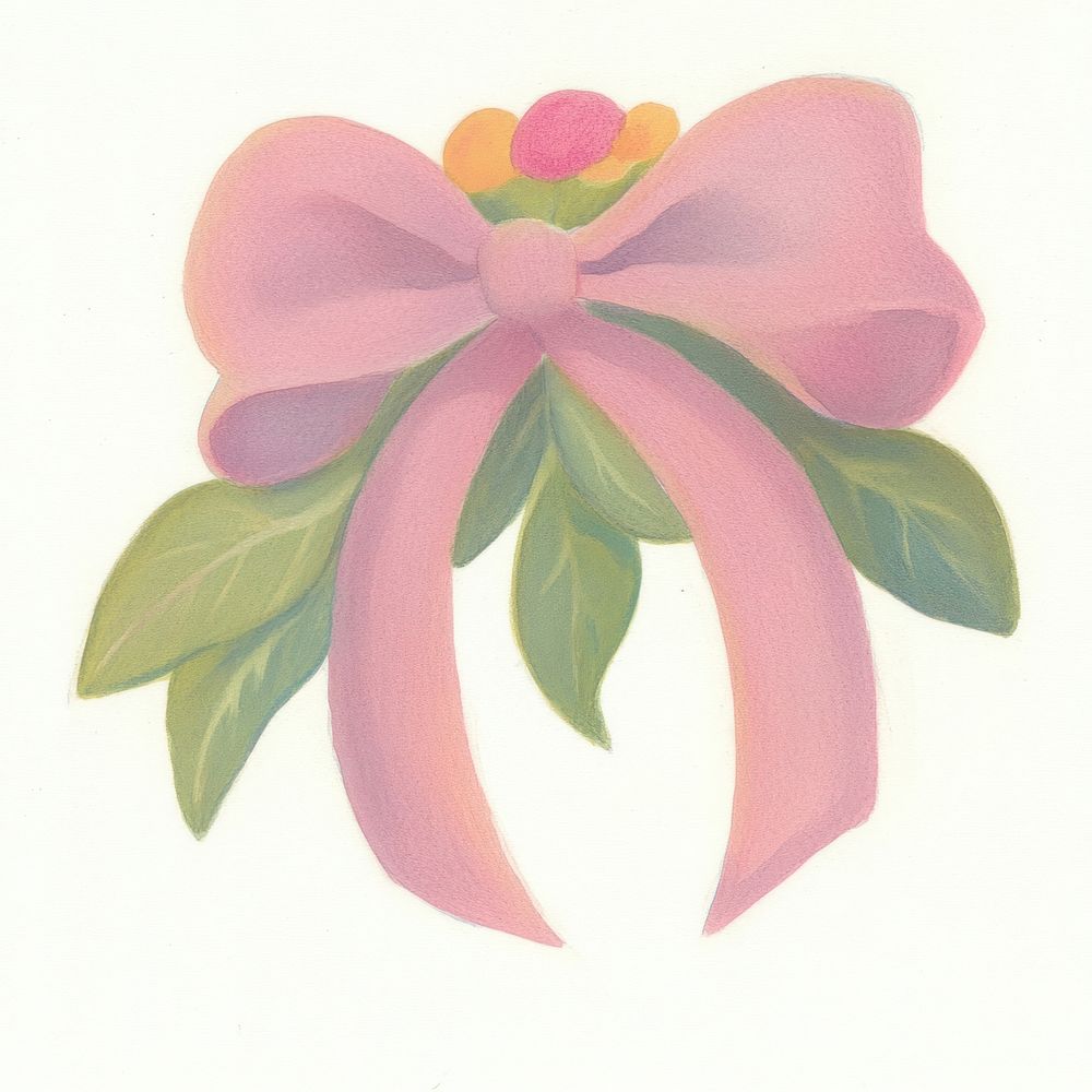 Cute floral pink ribbon bow | Free Photo Illustration - rawpixel