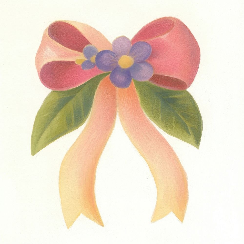 Cute floral ribbon bow illustration | Free Photo Illustration - rawpixel