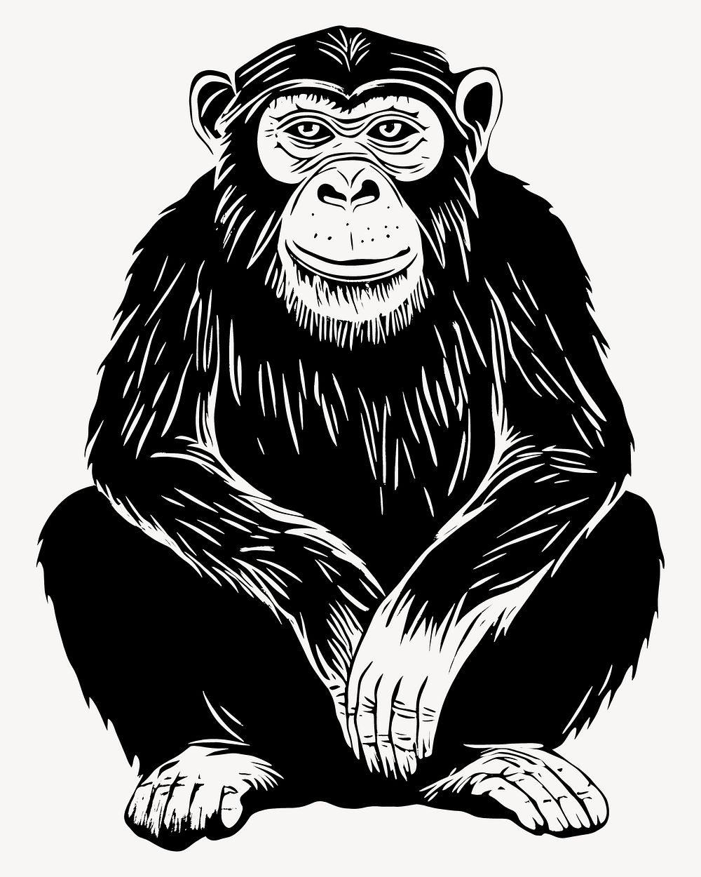 Monkey wood block print wildlife | Free Vector - rawpixel