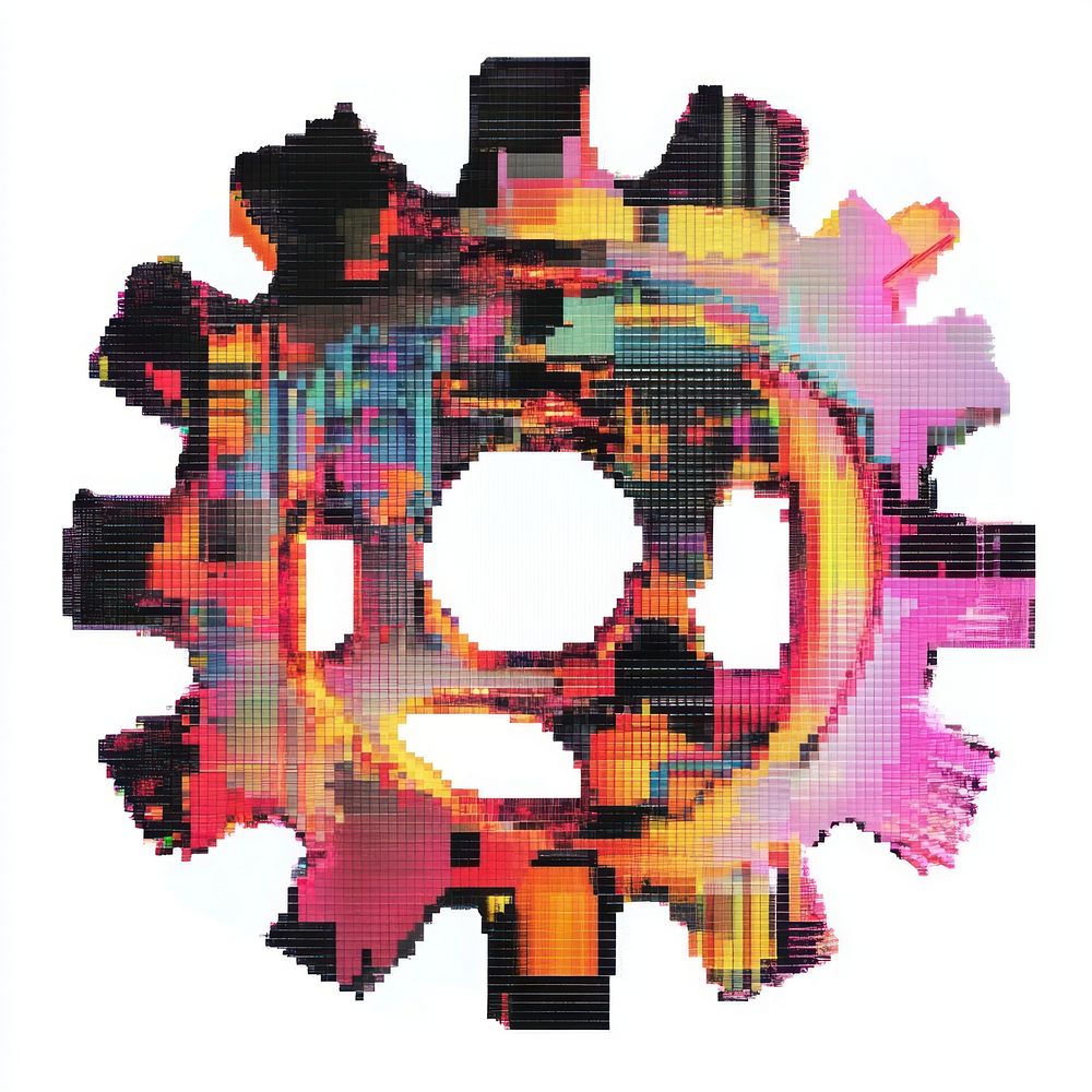 Gear pixelated abstract art. | Free Photo Illustration - rawpixel