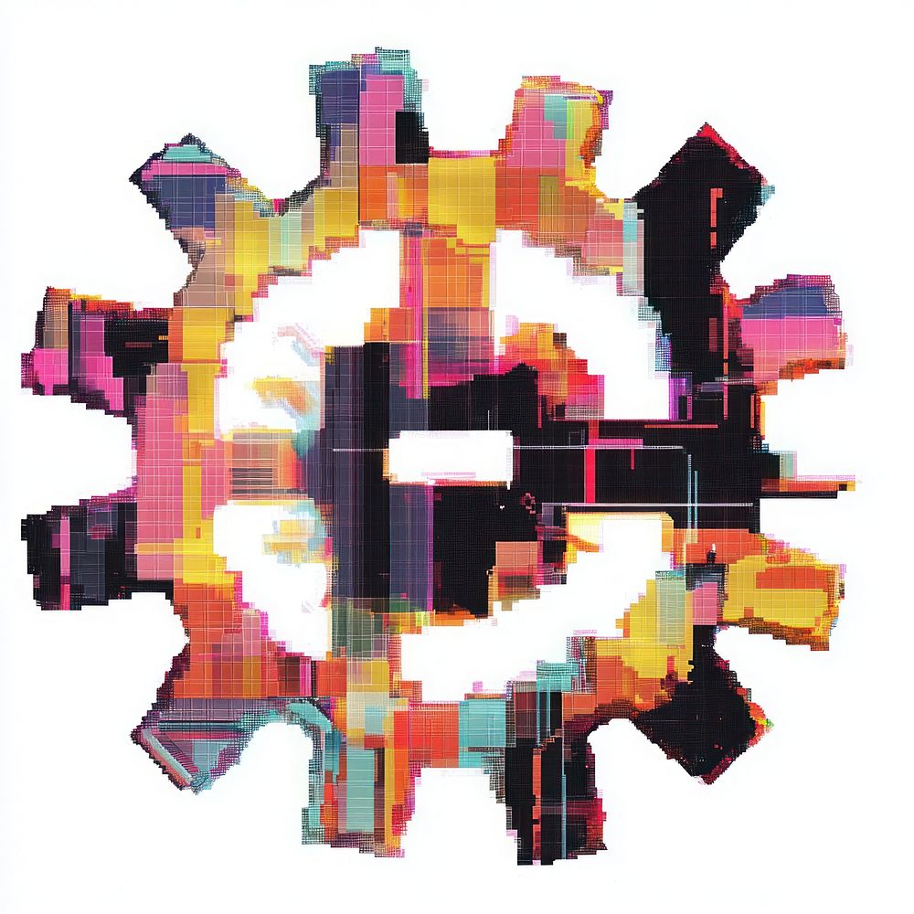 Gear pixelated abstract art. | Free Photo Illustration - rawpixel