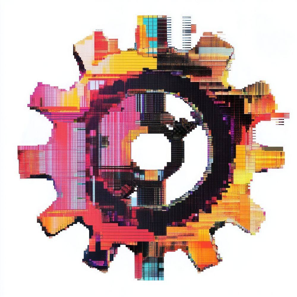 Gear pixelated abstract art. | Free Photo Illustration - rawpixel