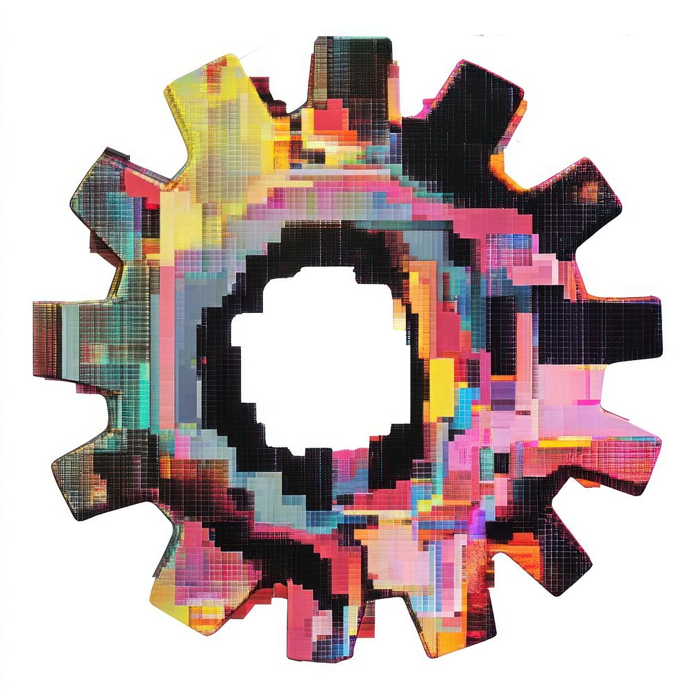 Gear pixelated abstract mechanical. | Free Photo Illustration - rawpixel