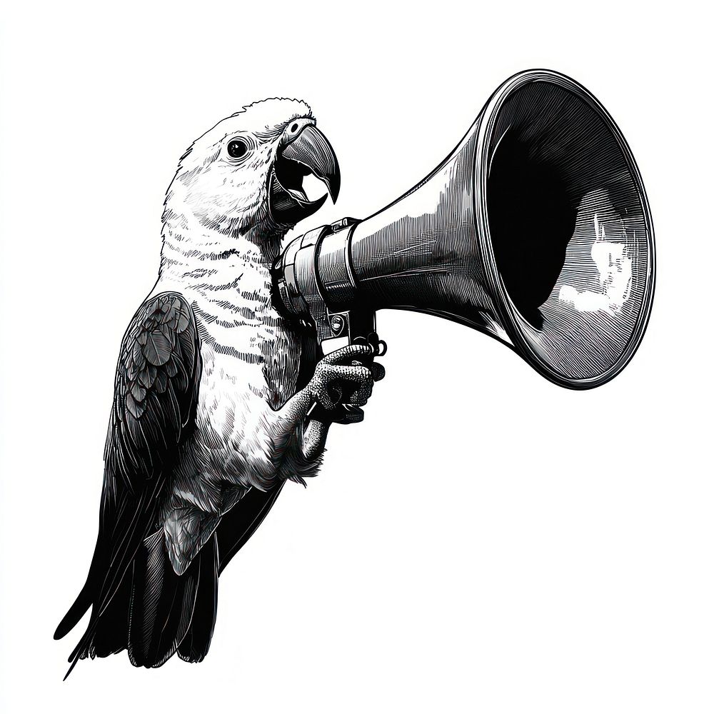 Parrot carry big megaphone animal | Free Photo Illustration - rawpixel