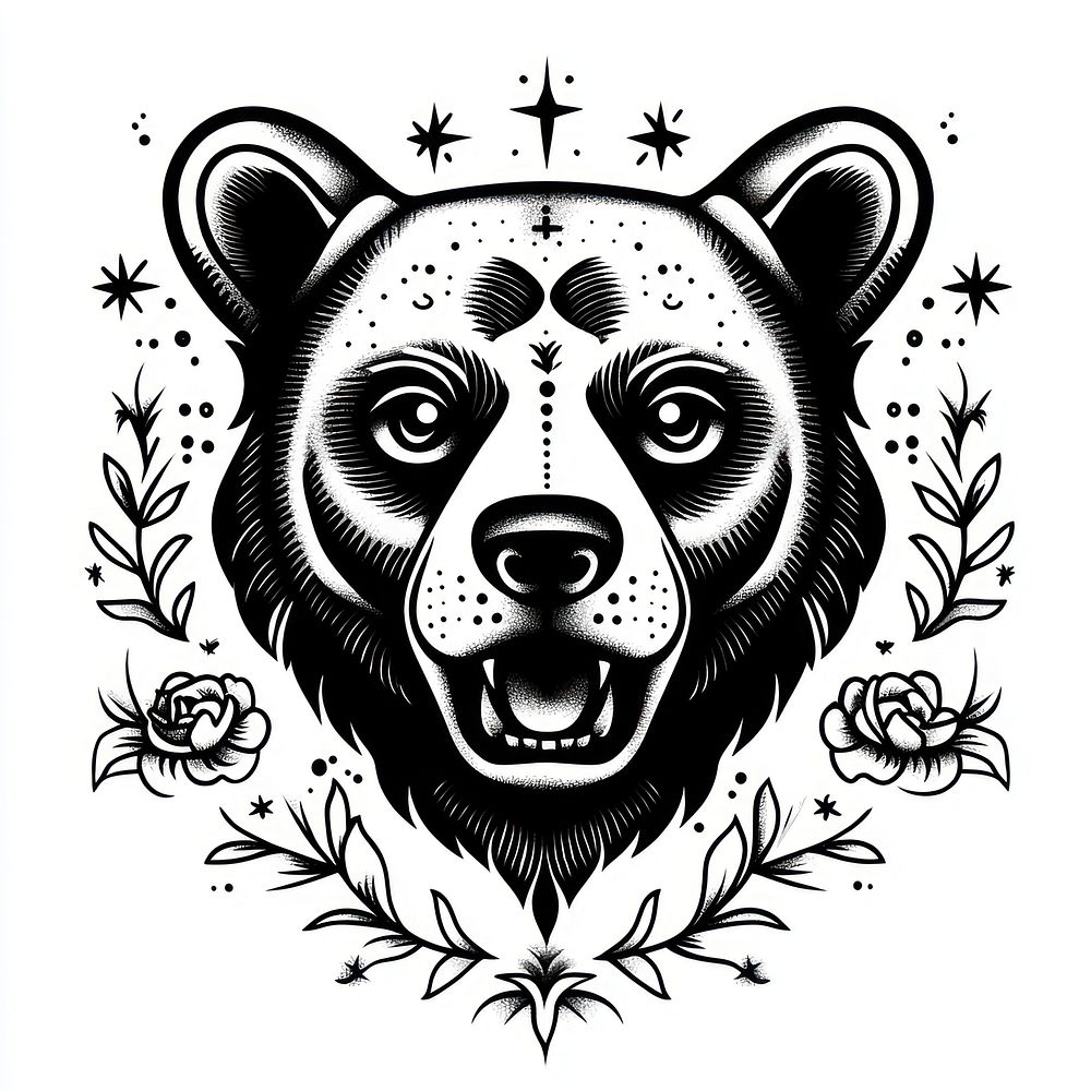 Bear tattoo art illustration design. | Free Photo Illustration - rawpixel