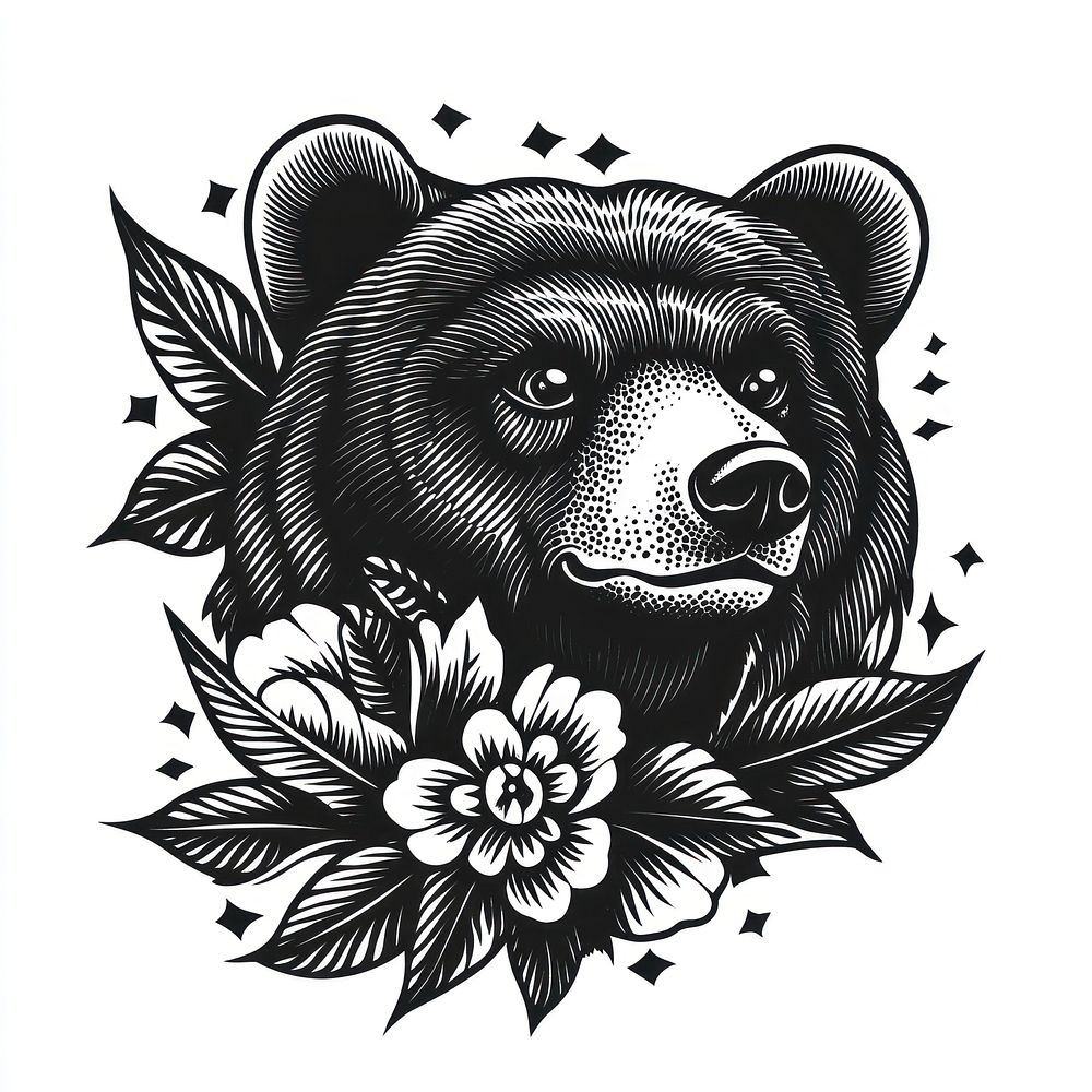 Bear tattoo art illustration animal. | Free Photo Illustration - rawpixel