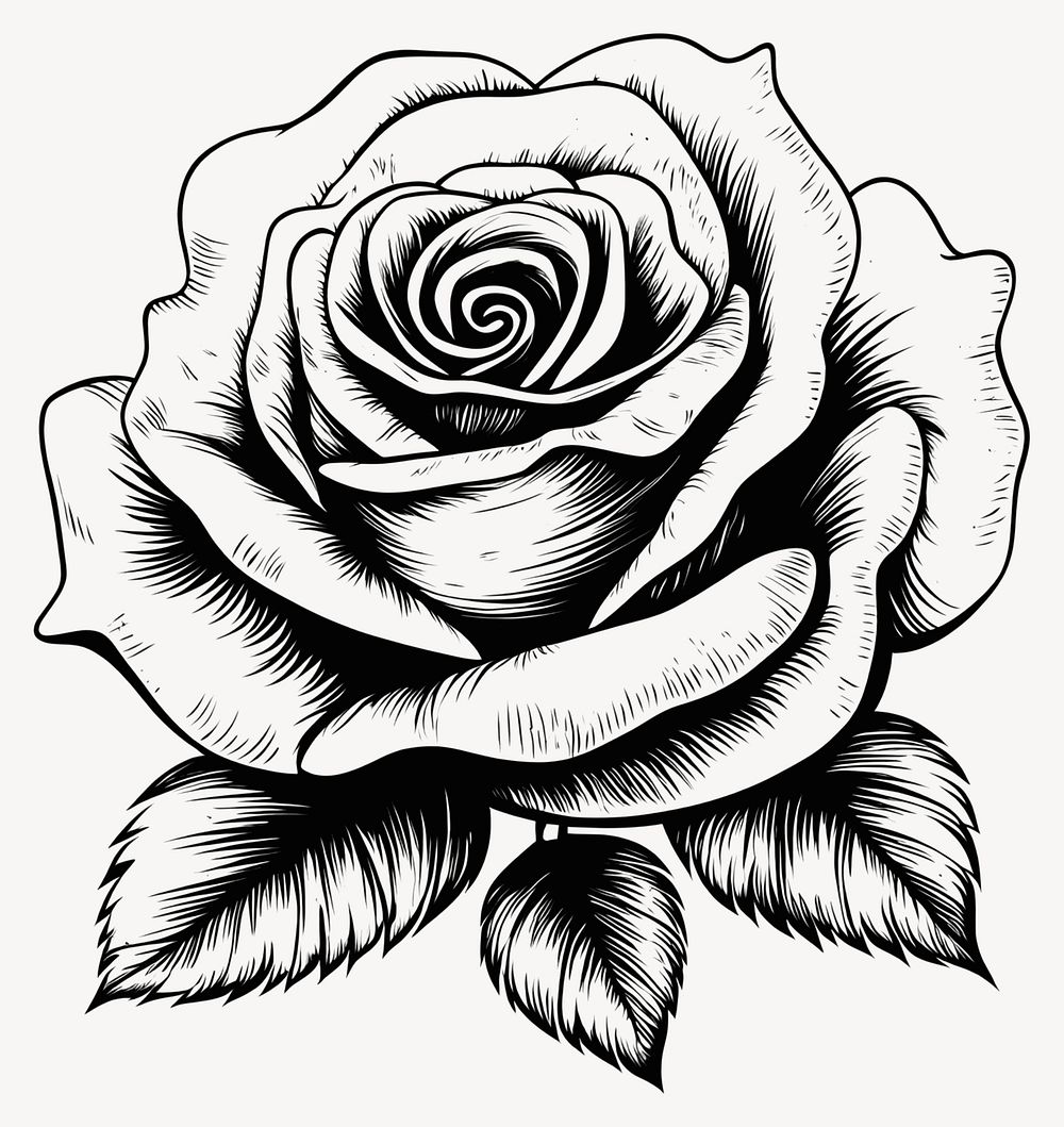 Rose art illustration drawing vector | Free Vector - rawpixel