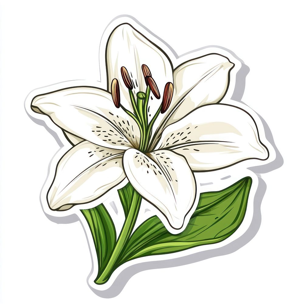 White lily sticker vector illustration | Free Photo Illustration - rawpixel