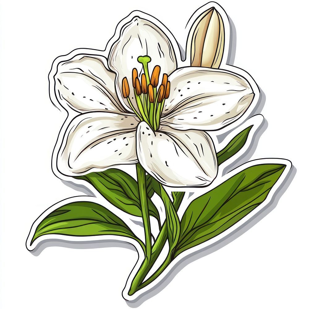 White lily sticker vector illustration | Free Photo Illustration - rawpixel