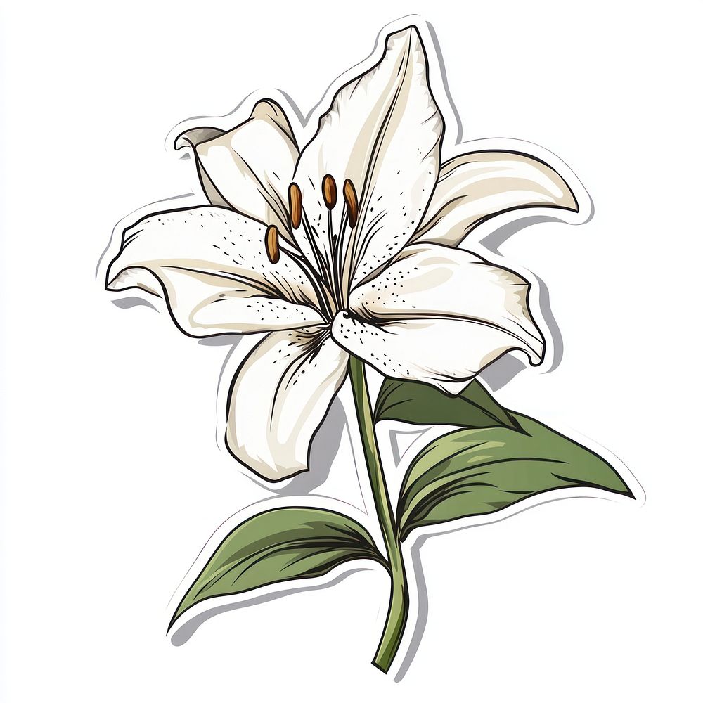 White lily sticker vector illustration | Free Photo Illustration - rawpixel