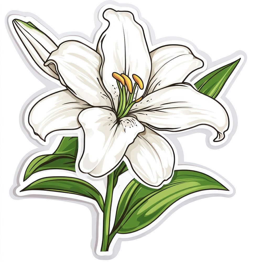 White lily sticker vector illustration | Free Photo Illustration - rawpixel