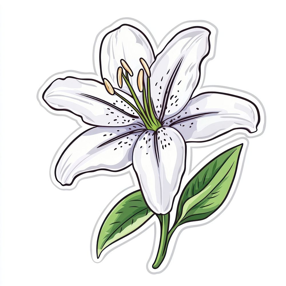 White lily sticker vector illustration | Free Photo Illustration - rawpixel