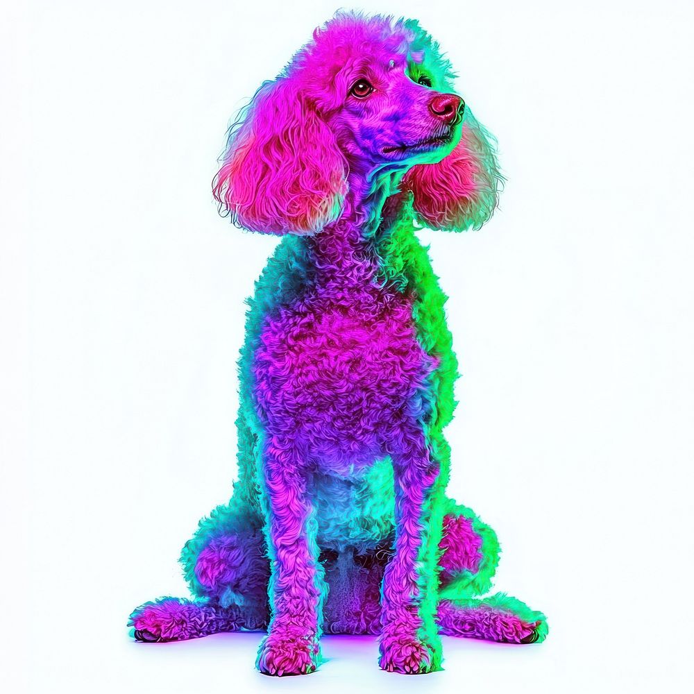 Poodle Neon rim light portrait | Free Photo - rawpixel