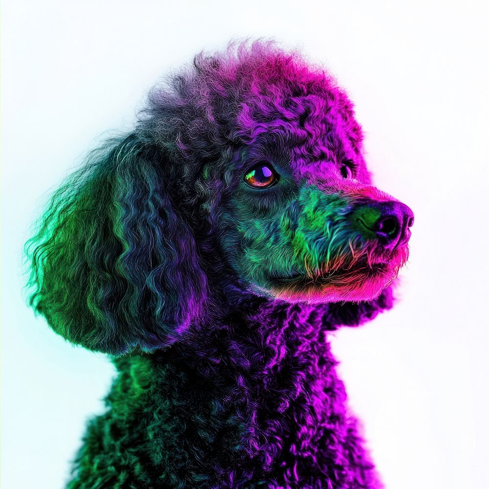 Poodle Neon rim light portrait | Free Photo - rawpixel