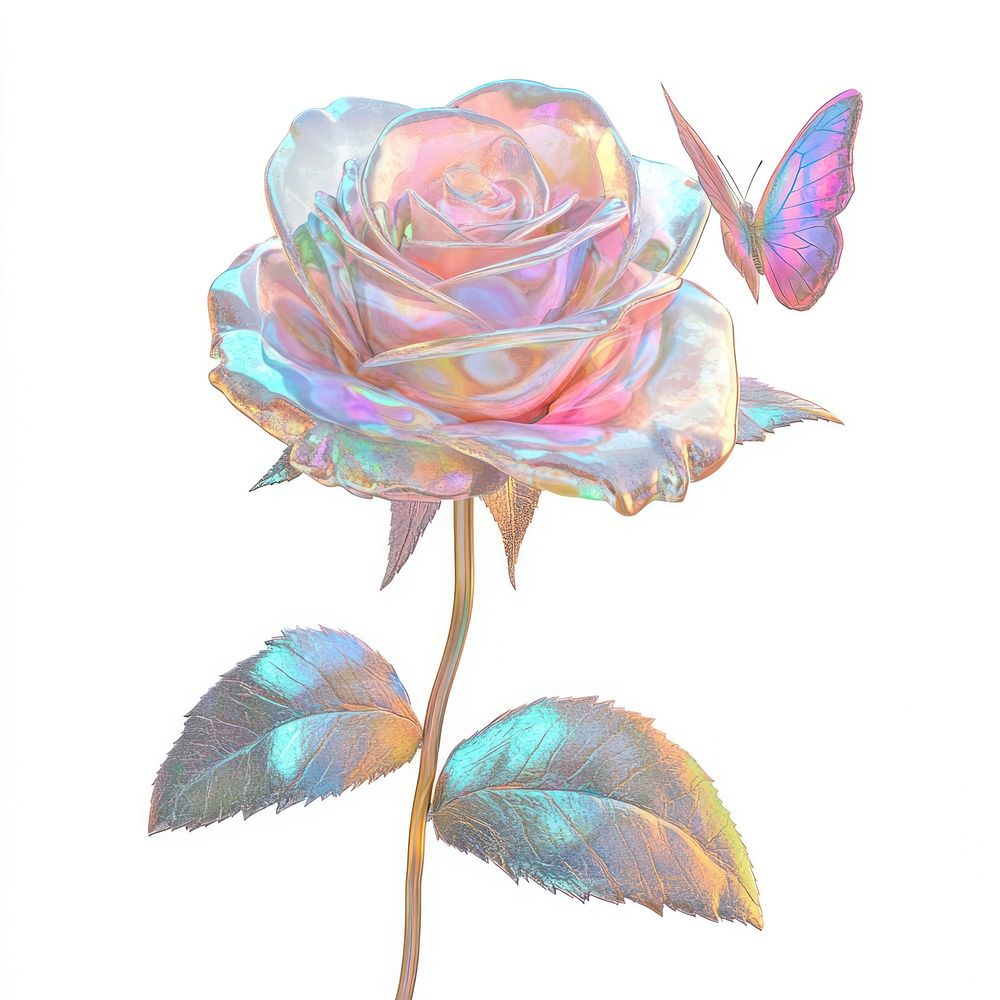 Pink rose butterfly flower art | Free Photo - rawpixel