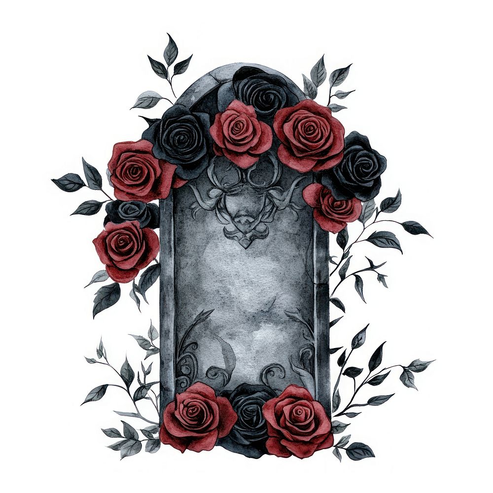 Gravestone roses art illustration. | Free Photo Illustration - rawpixel