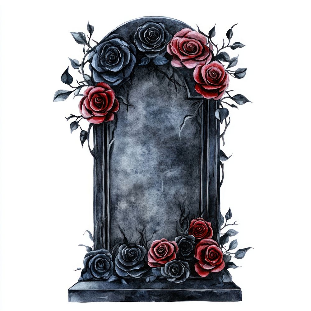 Gravestone roses illustration tombstone. | Free Photo Illustration ...