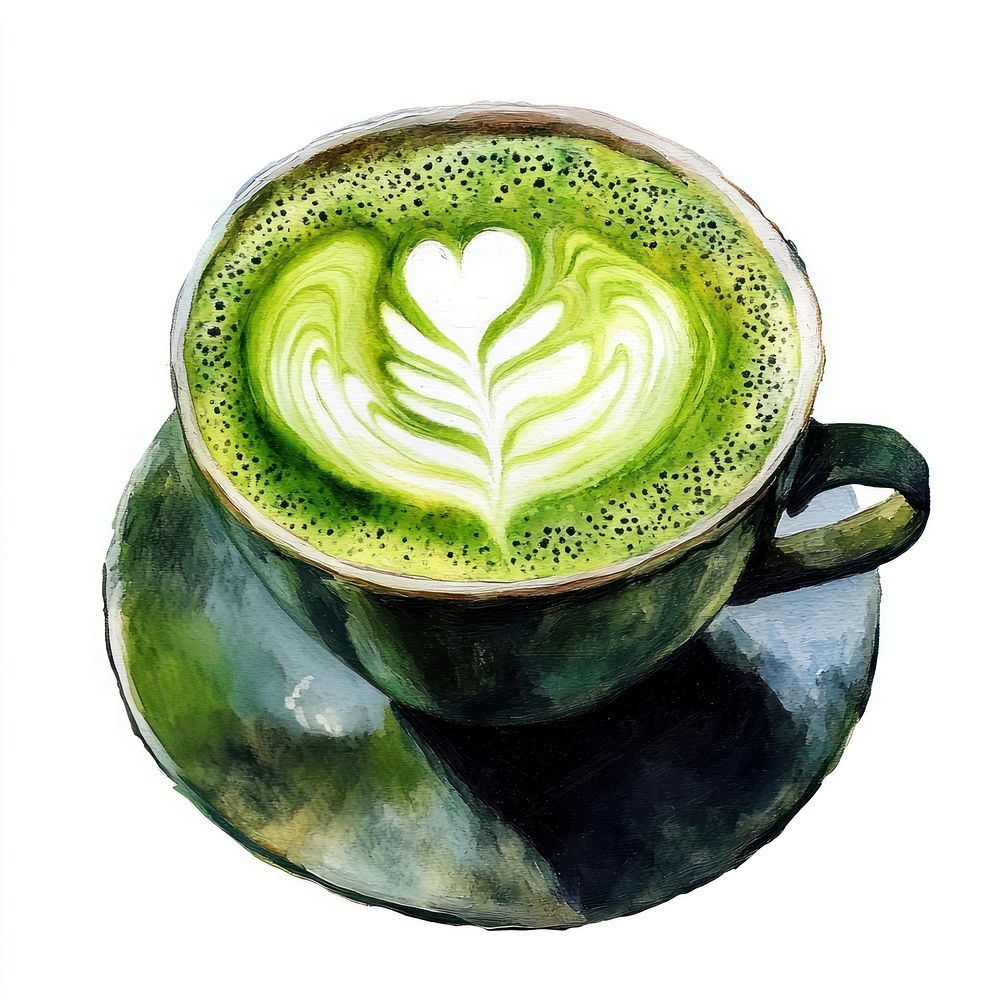Matcha latte beverage drink cup. | Free Photo Illustration - rawpixel