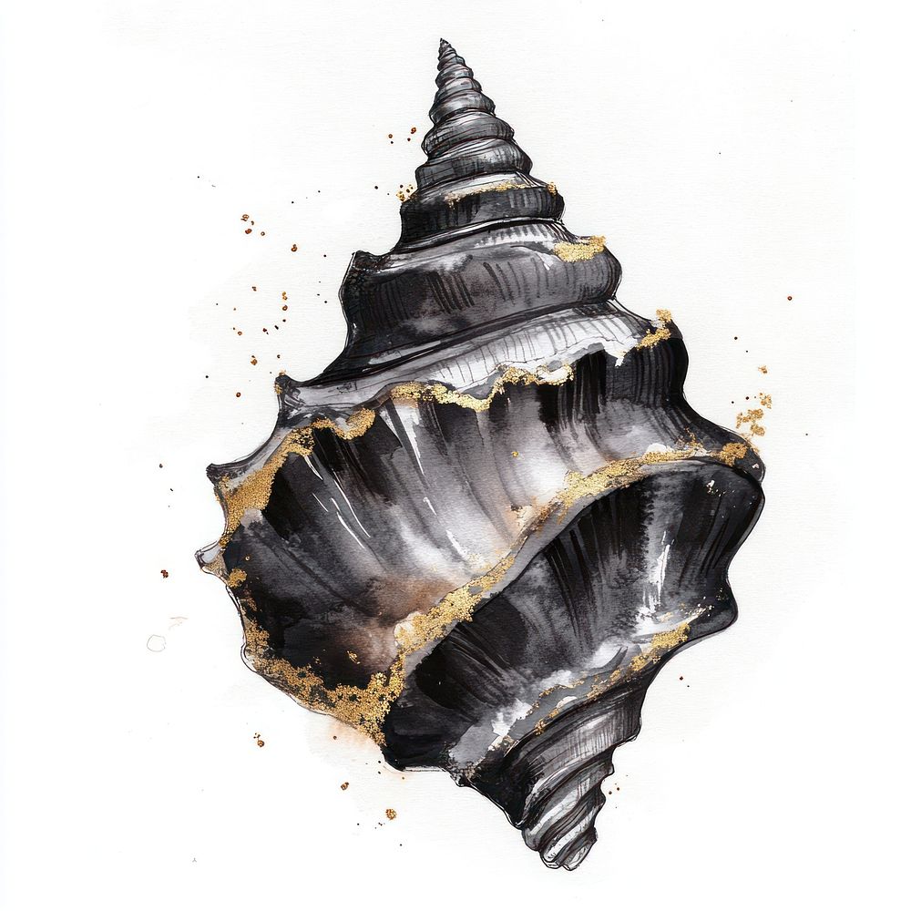 Black color sea shell seashell | Free Photo Illustration - rawpixel