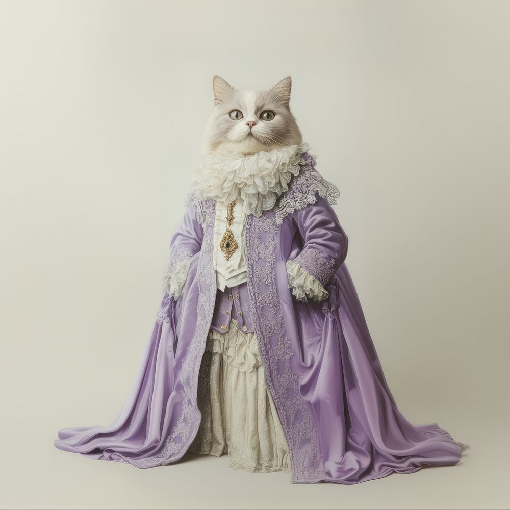 Persian cat costume wearing Rococo | Free Photo Illustration - rawpixel