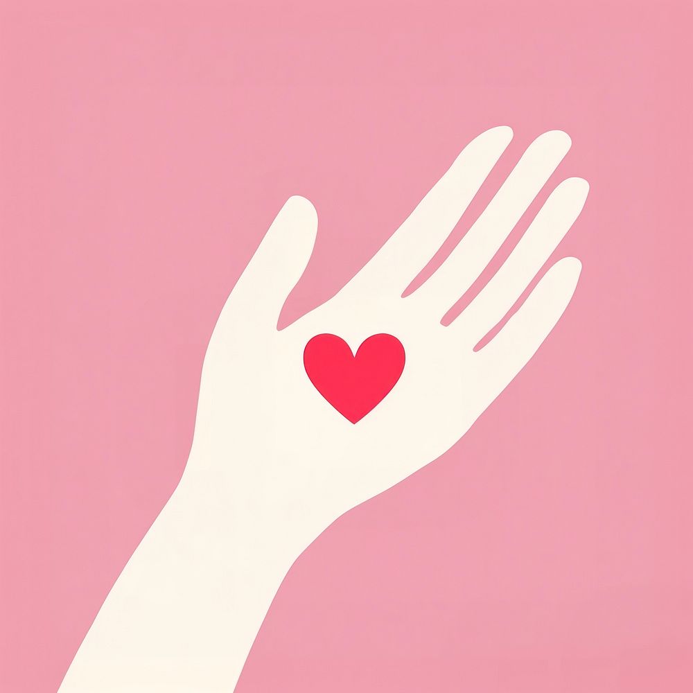Hand red heart symbol minimalist | Free Photo Illustration - rawpixel