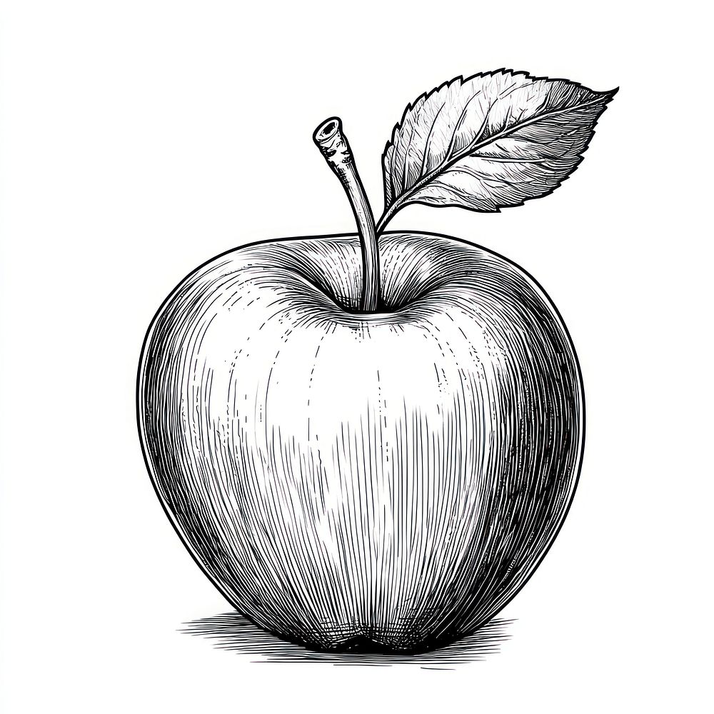 Apple art drawing sketch. | Free Photo Illustration - rawpixel