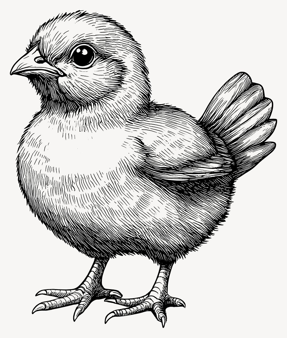 Baby chick art drawing black | Free Vector - rawpixel