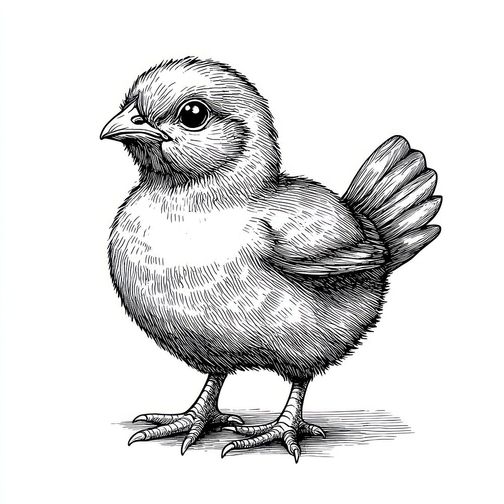 Baby chick art drawing black. | Free Photo Illustration - rawpixel