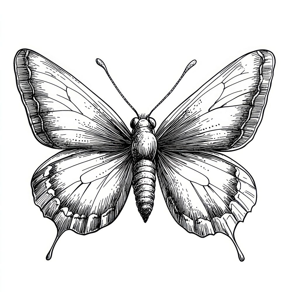 Buterfly art drawing black. | Free Photo Illustration - rawpixel