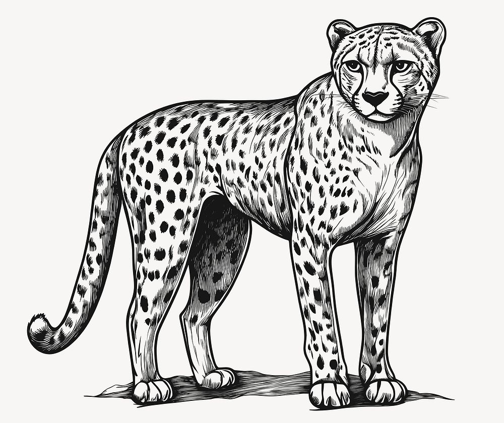 Cheetah art wildlife drawing vector | Free Vector - rawpixel