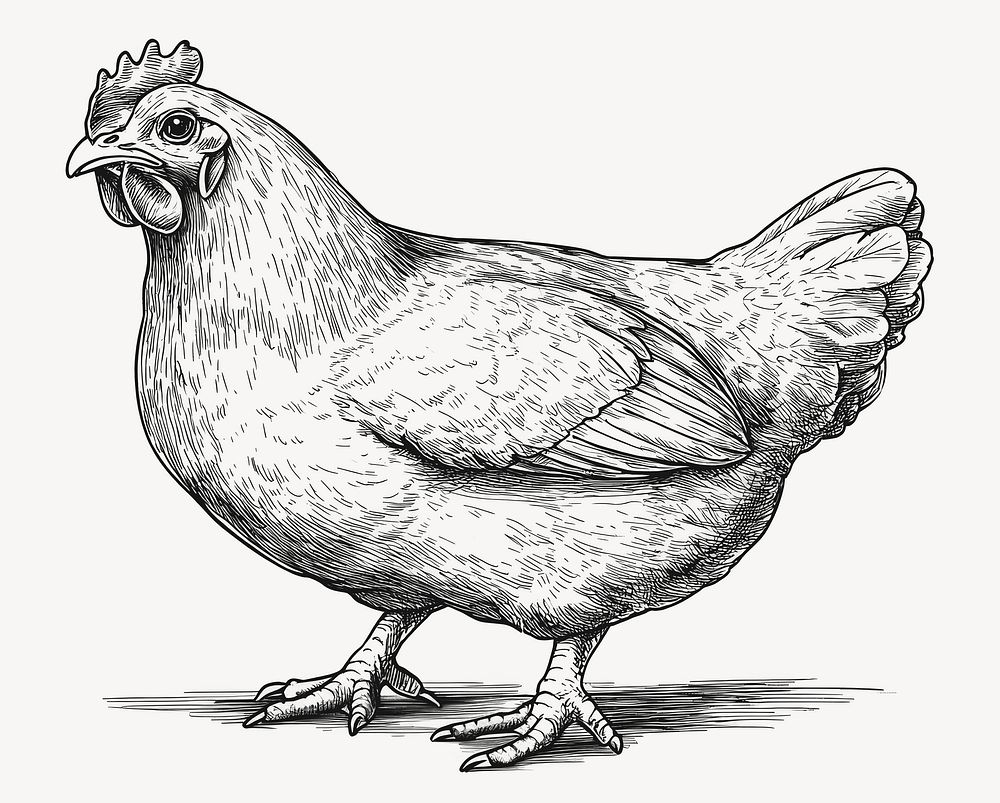Chicken art poultry drawing vector | Free Vector - rawpixel