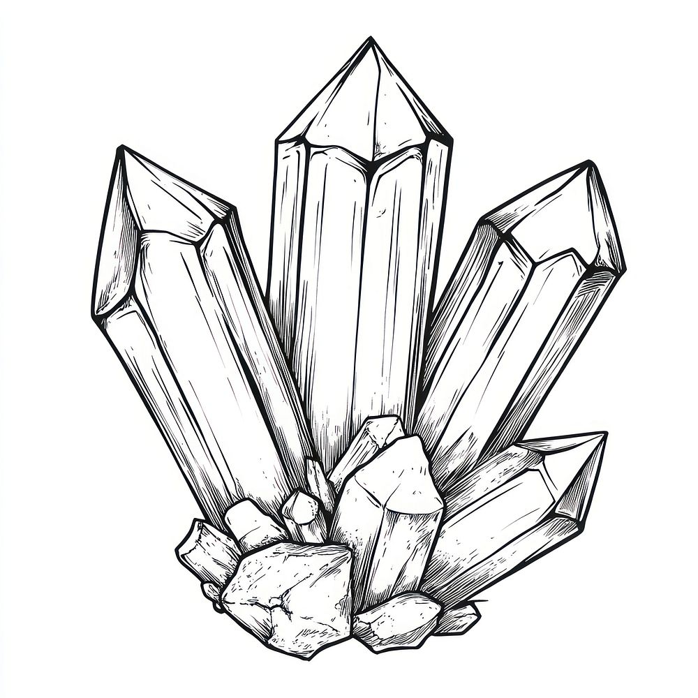 Crystal minerals drawing sketch. | Free Photo Illustration - rawpixel