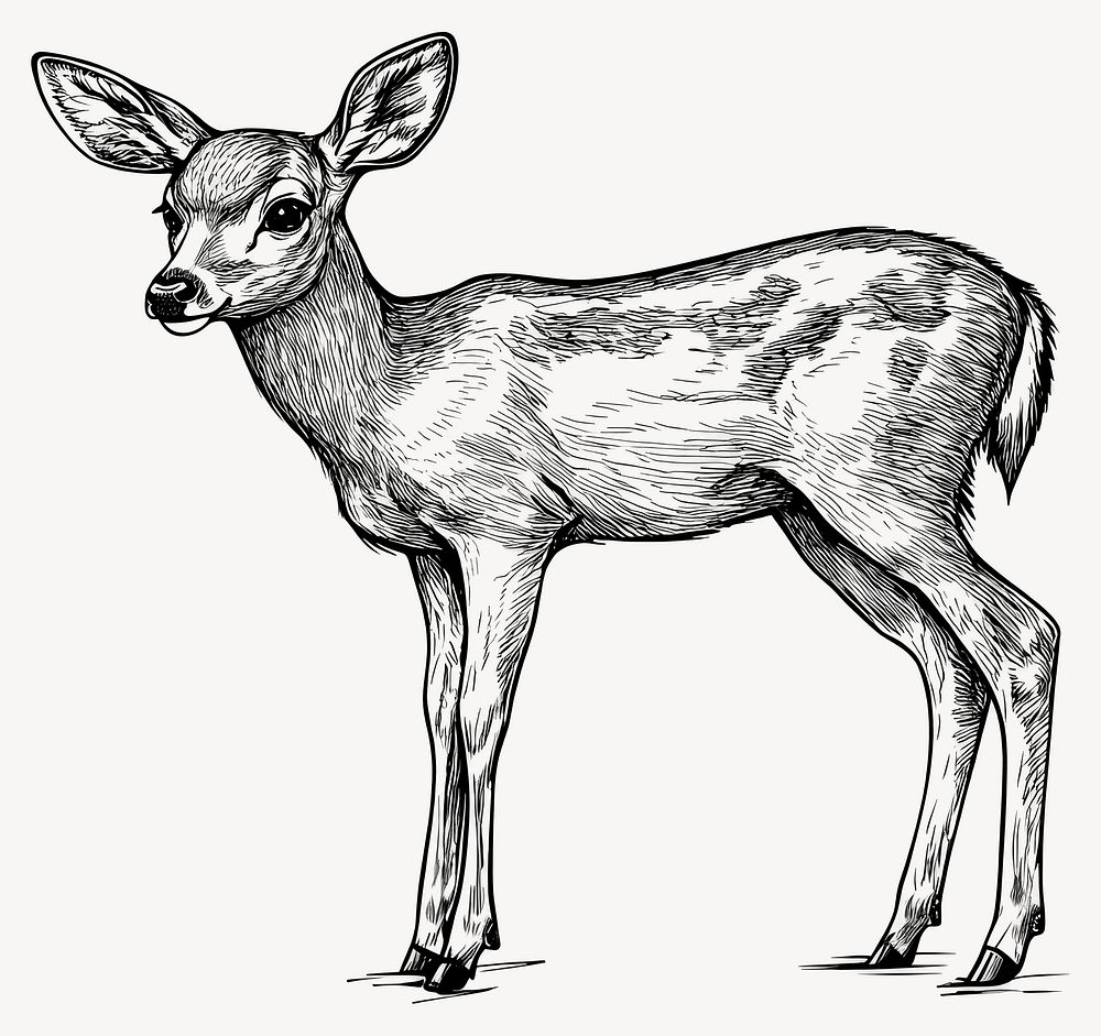 Deer art wildlife drawing vector | Free Vector - rawpixel