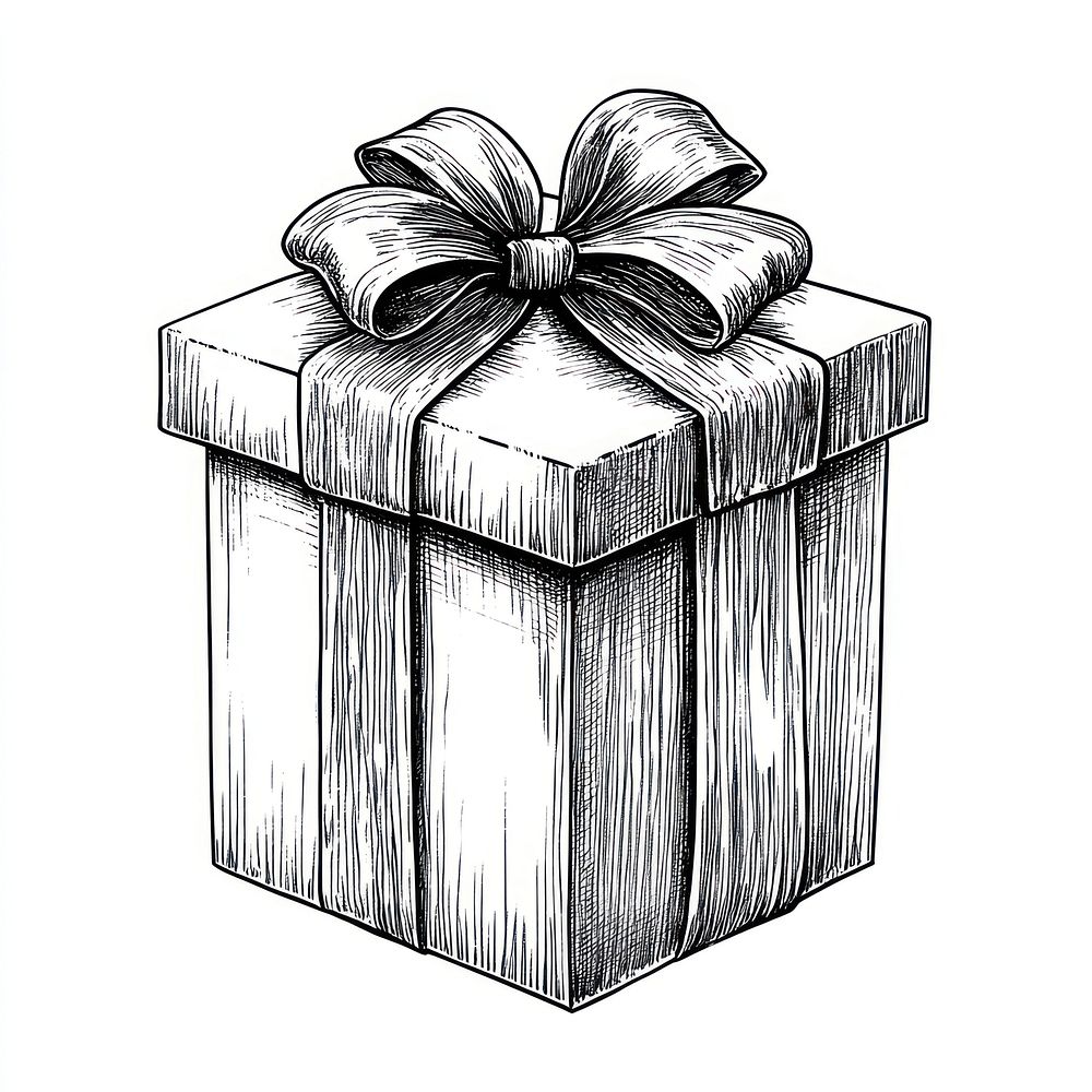 Gift box black white art. | Free Photo Illustration - rawpixel