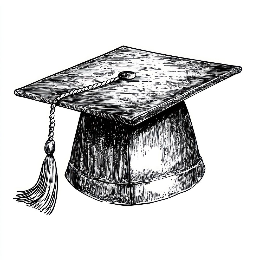 Graduation cap art black white. | Free Photo Illustration - rawpixel