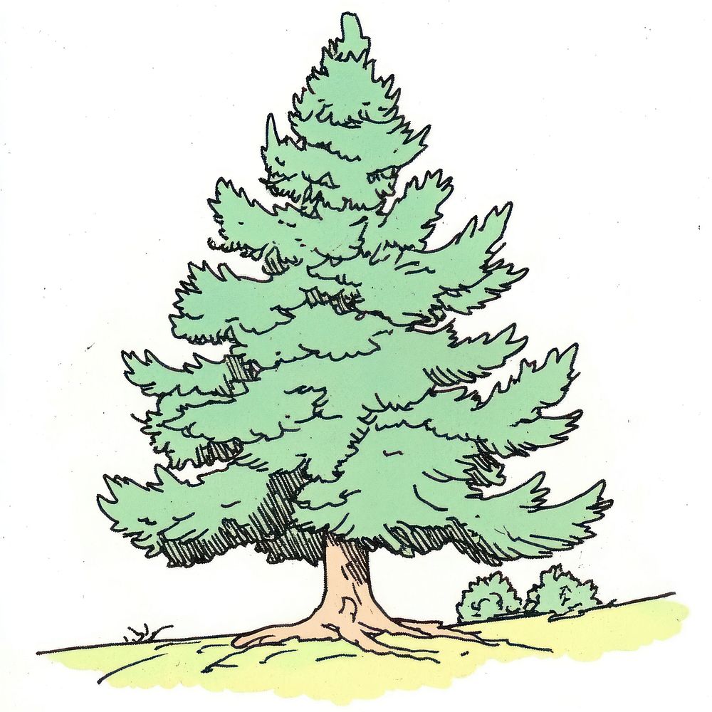 Pine tree illustration drawing art. | Free Photo Illustration - rawpixel