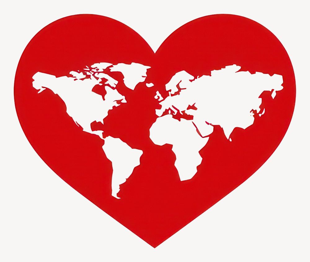Heart and earth symbol red | Free Vector - rawpixel