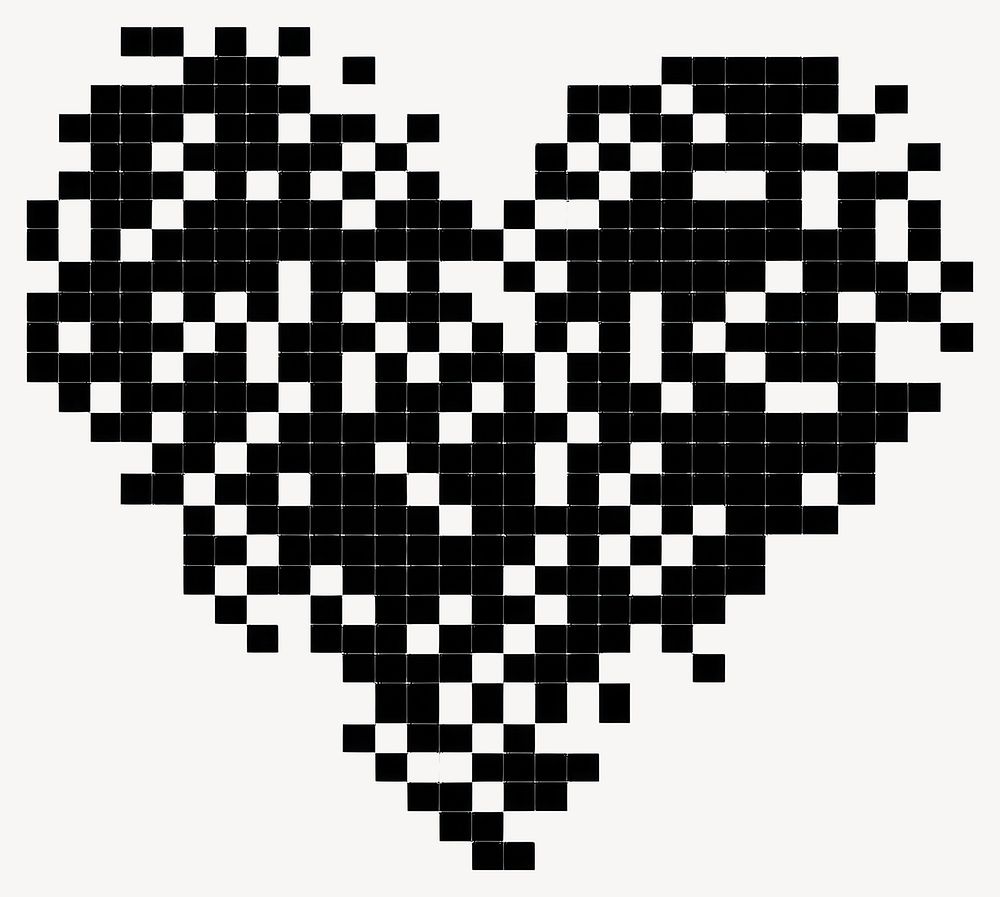 Heart pattern pixel black vector | Free Vector - rawpixel