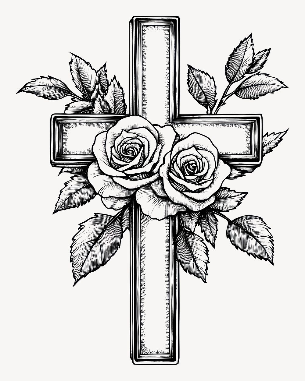 Cross roses art illustration decoration | Free Vector - rawpixel