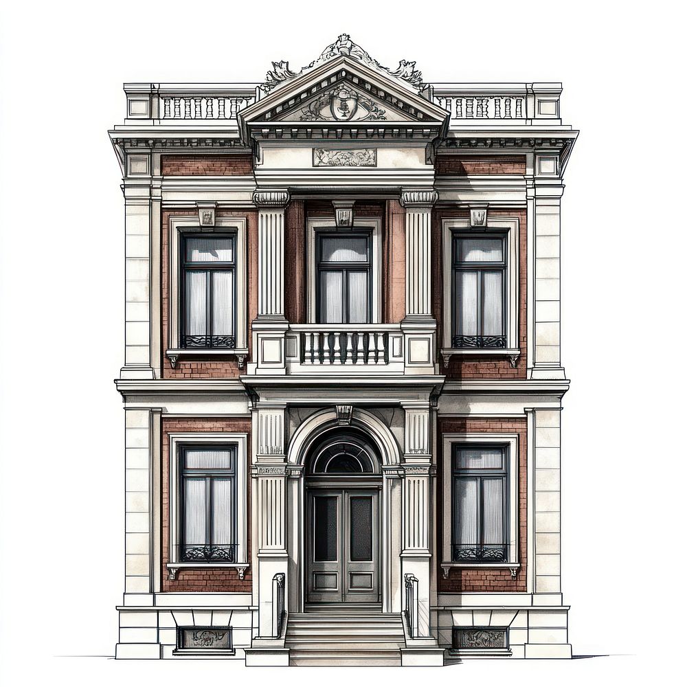 Front an old building drawing | Free Photo Illustration - rawpixel