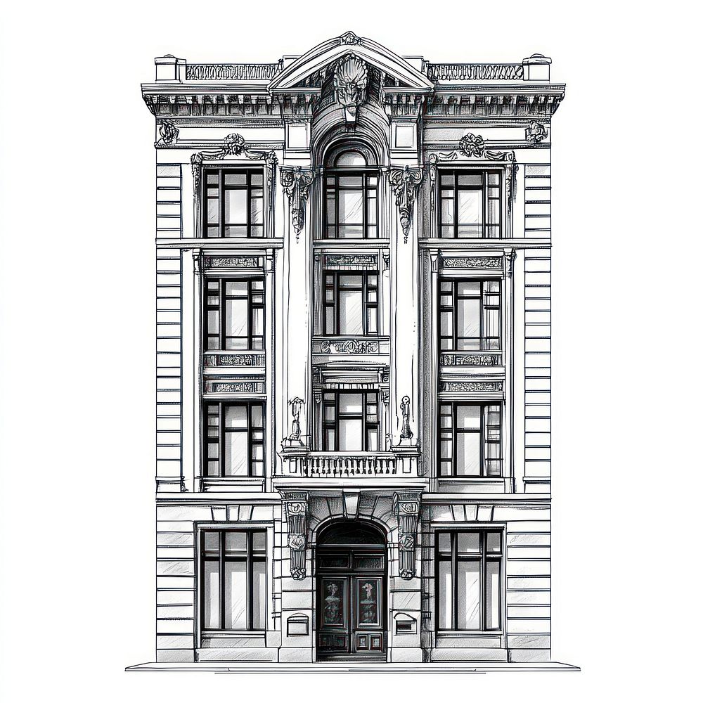 Front an old building drawing | Free Photo Illustration - rawpixel