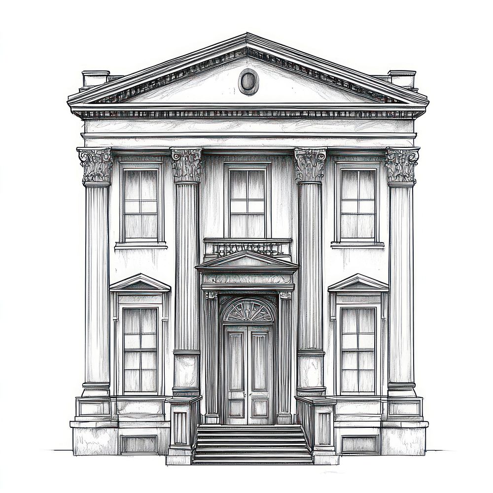 Front an old building drawing | Free Photo Illustration - rawpixel