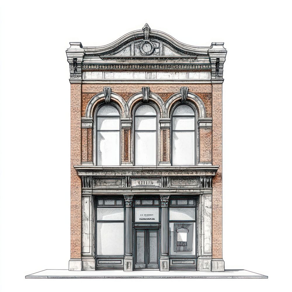 Front an old building drawing | Free Photo Illustration - rawpixel