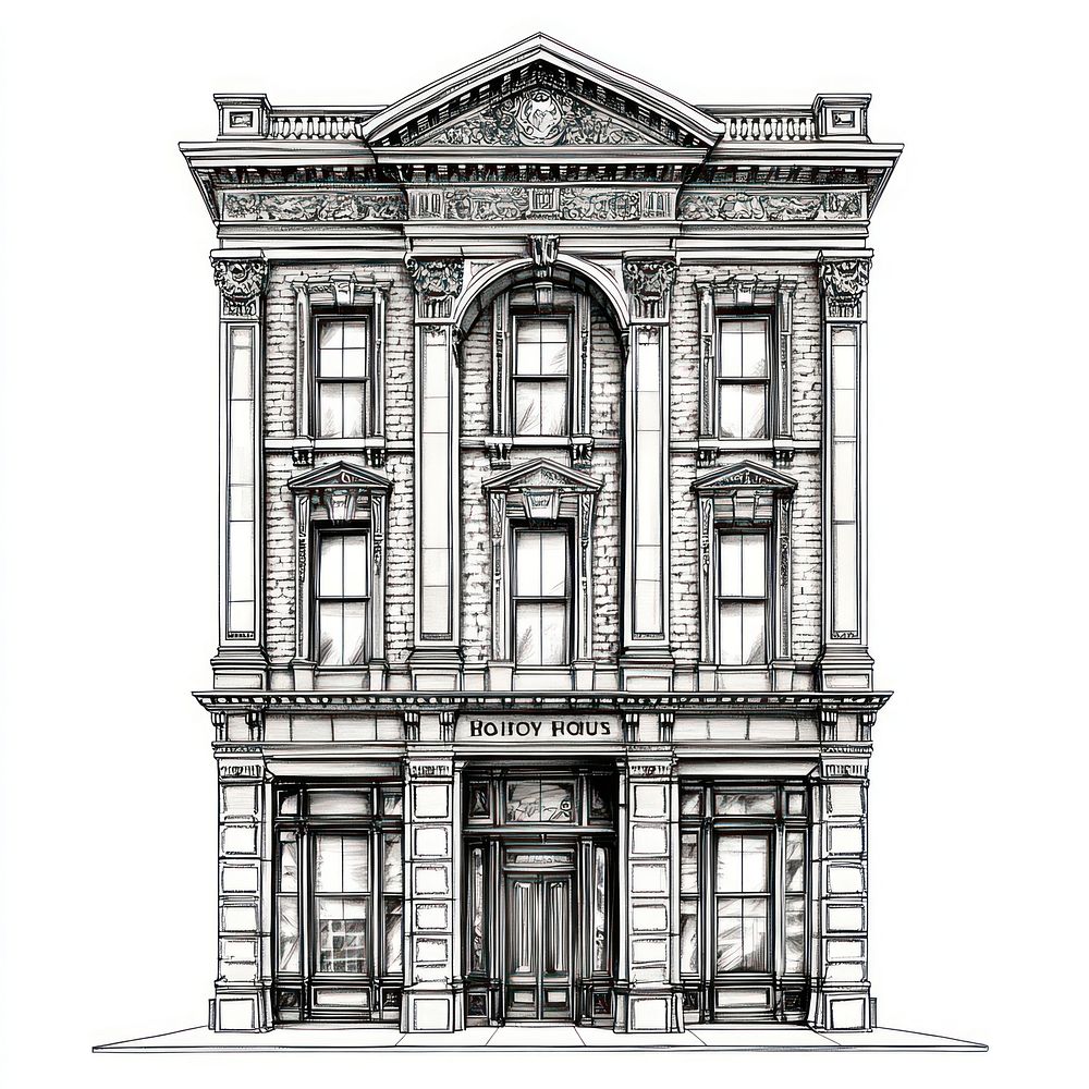 Front an old building drawing | Free Photo Illustration - rawpixel