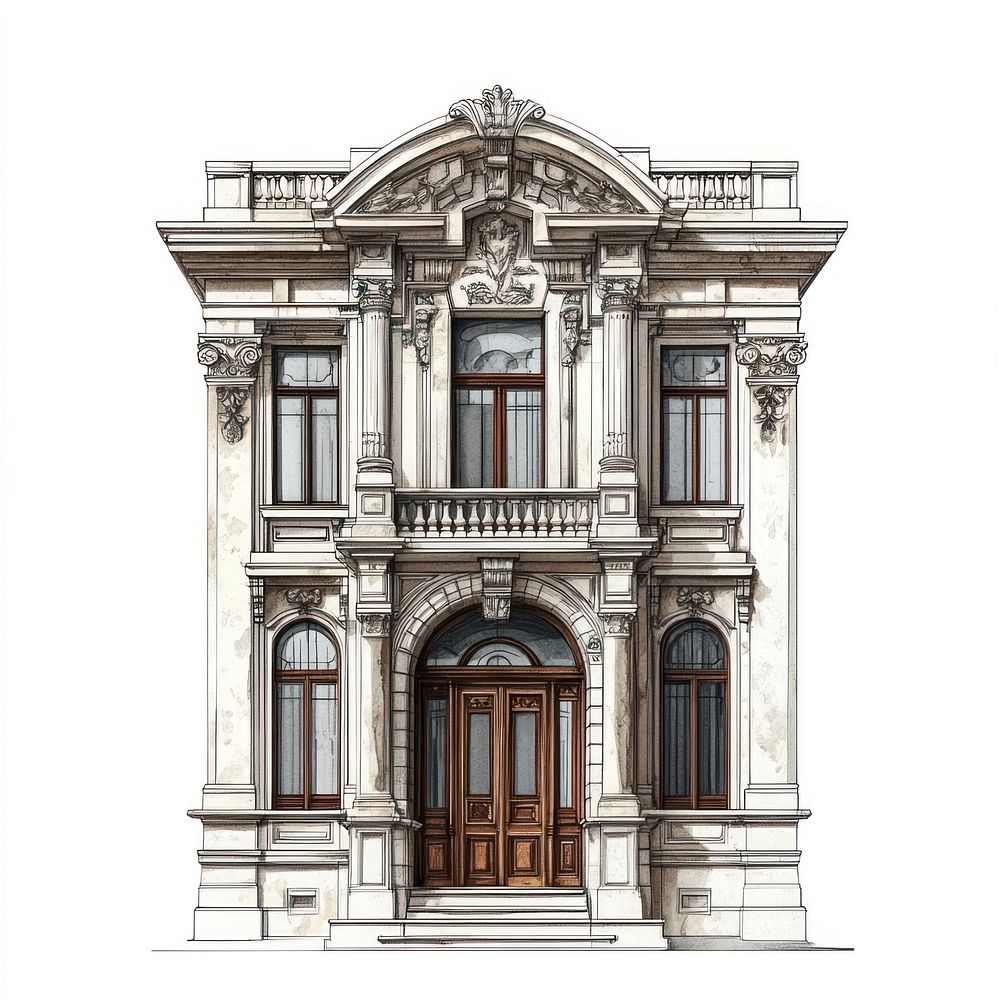 Front an old building drawing | Free Photo Illustration - rawpixel