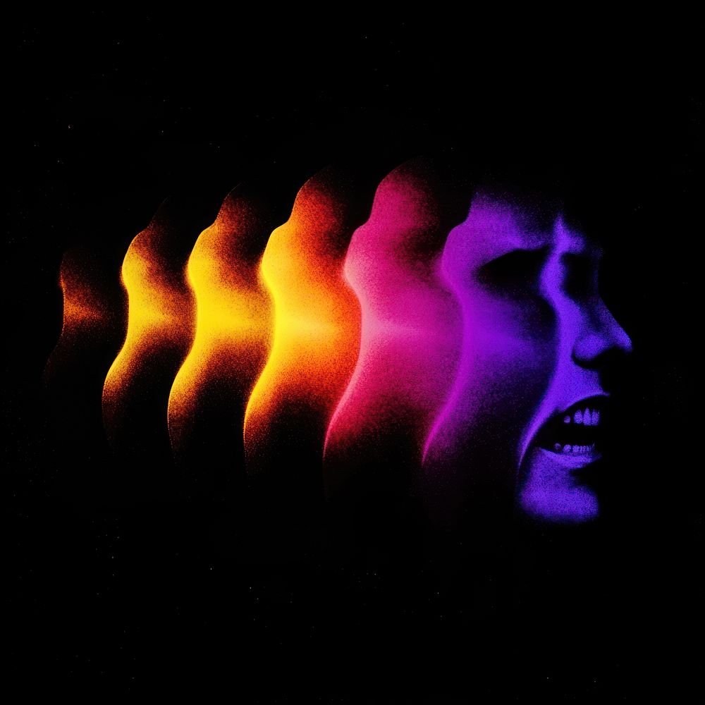 Illustration gradient faces neon. | Free Photo Illustration - rawpixel
