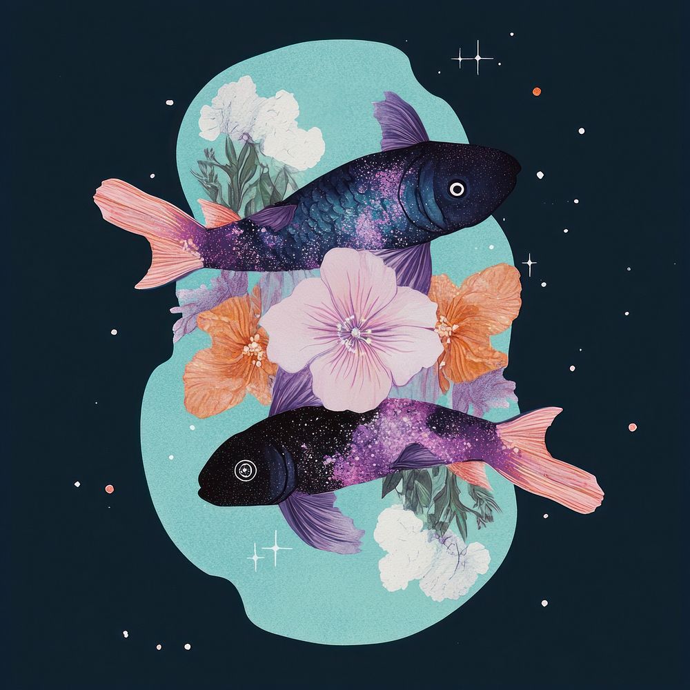 Zodiac sign Pisces illustration elements | Free Photo Illustration ...