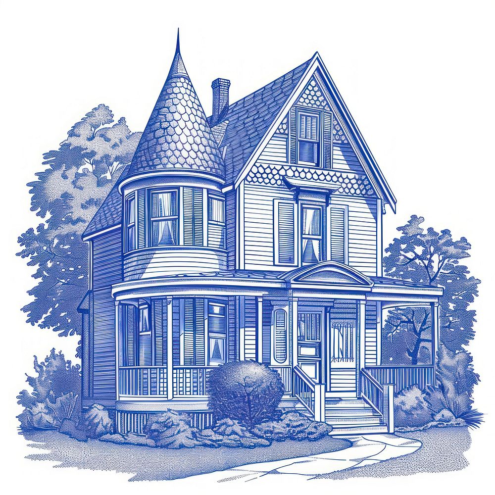 Hand drawn Colonial house drawing | Free Photo Illustration - rawpixel