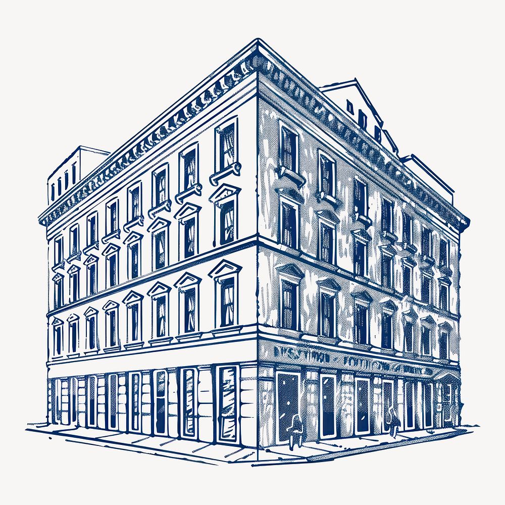 Vintage building drawing architecture illustration | Free Vector - rawpixel