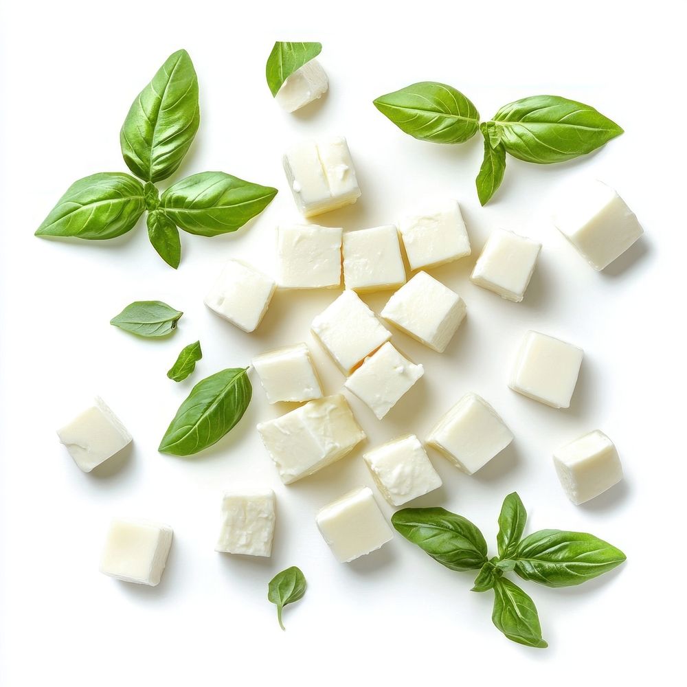 Falling mozzarella cheese cubes leaves | Free Photo - rawpixel